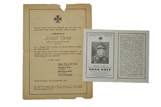 WW2 German Death Cards Two Brothers Night Fighter Pilot and SS ...